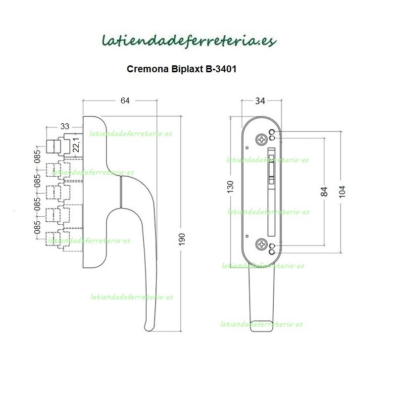 Cremona Manilla Oscilobatiente Biplaxt B-3401 una pala